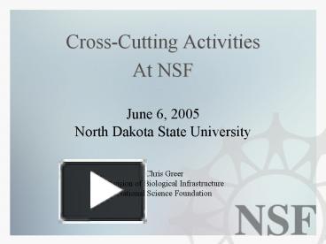 Cross-Cutting Activities presentation | free to view