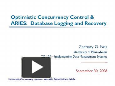 PPT – Optimistic Concurrency Control PowerPoint presentation | free to ...