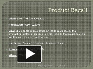 PPT – Product Recall PowerPoint presentation | free to download - id ...