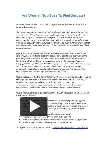 PPT – Are Women Too Busy To Find Success? PowerPoint presentation ...