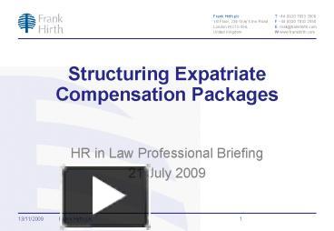 Structuring Expatriate Compensation Packages presentation | free to view