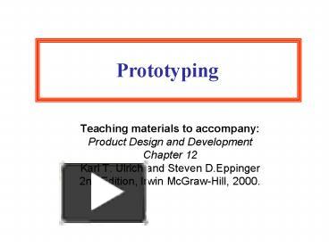 Teaching materials to accompany: Product Design and Development Chapter ...
