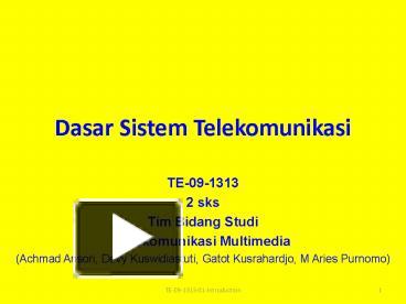 Dasar Sistem Telekomunikasi presentation | free to download