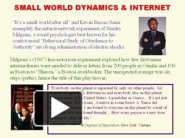 PPT – SMALL WORLD DYNAMICS PowerPoint presentation | free to download ...