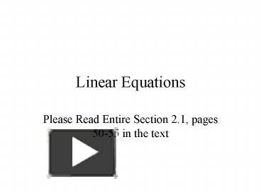 PPT – Linear Equations PowerPoint presentation | free to view - id ...