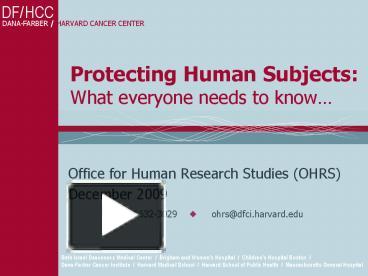 PPT – Protecting Human Subjects: What everyone needs to know PowerPoint ...
