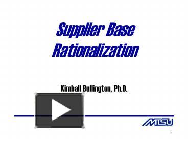 Supplier Base Rationalization presentation | free to view