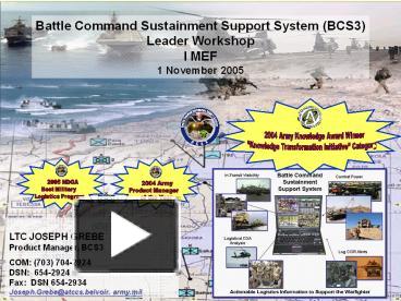 Logistics Battle Command Course Battle Command Sustainment Support ...