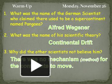 PPT – Warm-Up Monday, November 26 PowerPoint presentation | free to ...