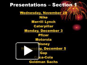 Presentations Section 1 presentation | free to view