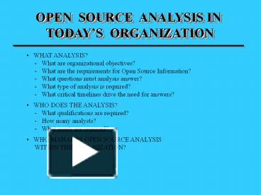 PPT – OPEN SOURCE ANALYSIS IN PowerPoint presentation | free to ...