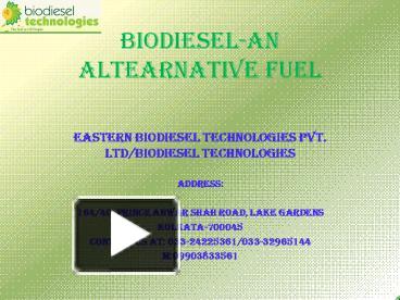 PPT – BIODIESEL-AN ALTEARNATIVE FUEL PowerPoint presentation | free to ...