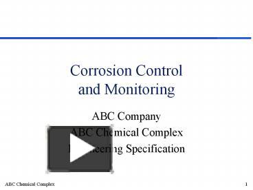 Corrosion Control and Monitoring presentation | free to view