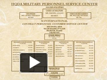 HQDA MILITARY PERSONNEL SERVICE CENTER presentation | free to view