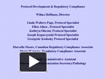 Protocol Development presentation | free to view