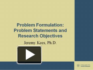 Problem Formulation: Problem Statements and Research Objectives ...