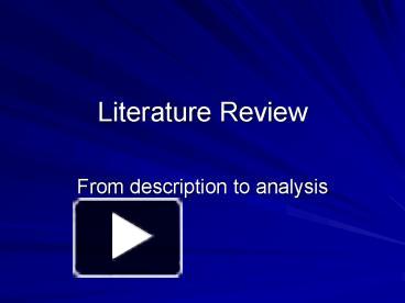 Literature Review presentation | free to download