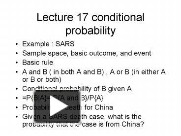 PPT – Lecture 17 conditional probability PowerPoint presentation | free ...