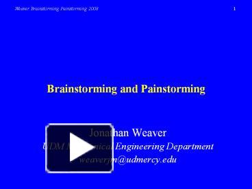Brainstorming and Painstorming presentation | free to view