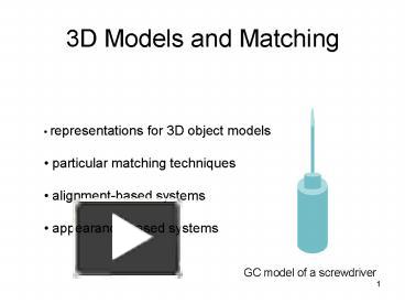 3D Models and Matching presentation | free to download