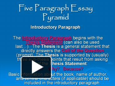 PPT – Five Paragraph Essay Pyramid PowerPoint presentation | free to ...