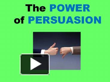 The POWER of PERSUASION presentation | free to download