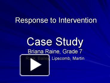 PPT – Response to Intervention PowerPoint presentation | free to ...