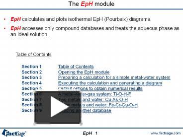 PPT – The EpH module PowerPoint presentation | free to download - id ...