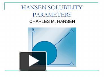 HANSEN SOLUBILITY PARAMETERS presentation | free to download