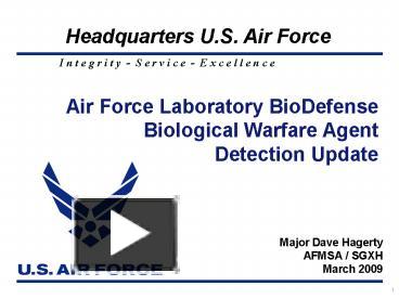 Air Force Laboratory BioDefense Biological Warfare Agent Detection ...