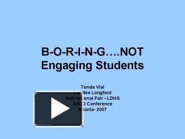 BORING'NOT Engaging Students presentation | free to view