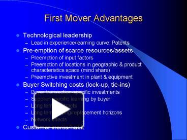 PPT – First Mover Advantages PowerPoint presentation | free to download ...