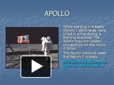 PPT – APOLLO PowerPoint presentation | free to view - id: 5470b-YmUxM