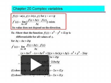 Chapter 20 Complex variables presentation | free to view