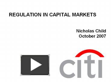 REGULATION IN CAPITAL MARKETS presentation | free to view