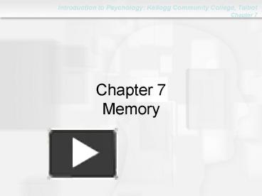 Chapter 7 Memory presentation | free to download