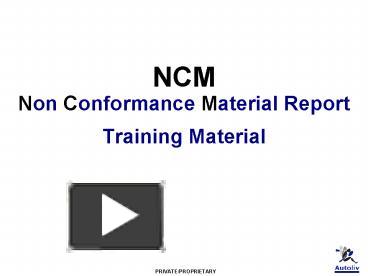 NCM Non Conformance Material Report Training Material presentation ...