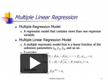 Multiple Linear Regression presentation | free to download