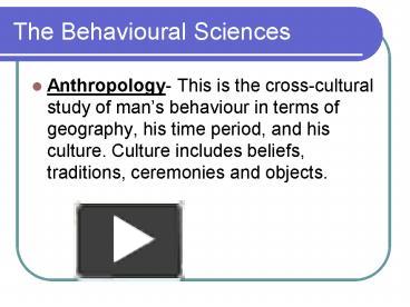 The Behavioural Sciences presentation | free to download