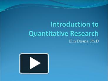 Introduction to Quantitative Research presentation | free to download