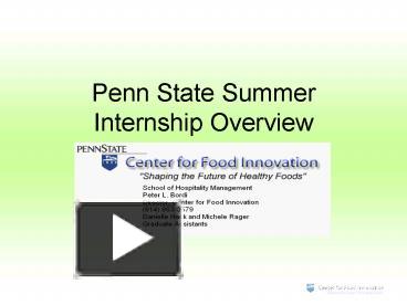 PPT – Penn State Summer Internship Overview PowerPoint presentation ...