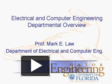 Electrical and Computer Engineering Departmental Overview presentation ...