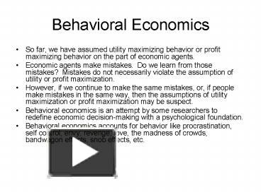 PPT – Behavioral Economics PowerPoint presentation | free to download ...