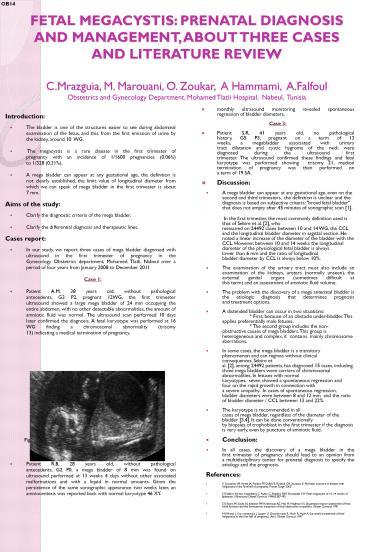 FETAL MEGACYSTIS: PRENATAL DIAGNOSIS AND MANAGEMENT, ABOUT THREE CASES ...
