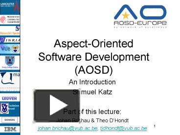 Aspect-Oriented Software Development (AOSD) presentation | free to view