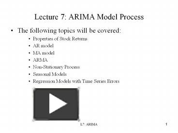 Lecture 7: ARIMA Model Process presentation | free to view