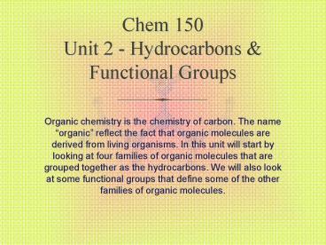 PPT – Chem 150 Unit 2 - Hydrocarbons PowerPoint presentation | free to ...