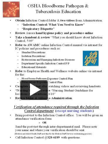 OSHA Bloodborne Pathogen presentation | free to view