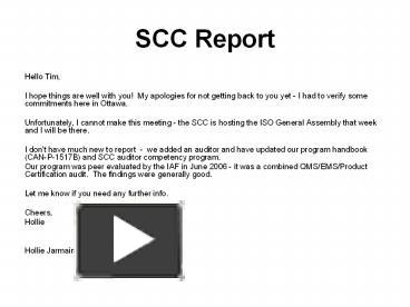 PPT – SCC Report PowerPoint presentation | free to download - id ...