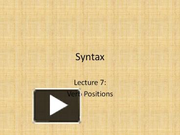 PPT – Syntax PowerPoint presentation | free to download - id: 55afef-N2FiN